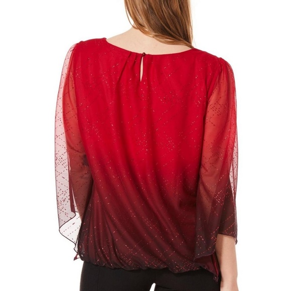 Sara Michelle | Tops | Sara Michelle Ombre Red Black Glitter Blouse ...